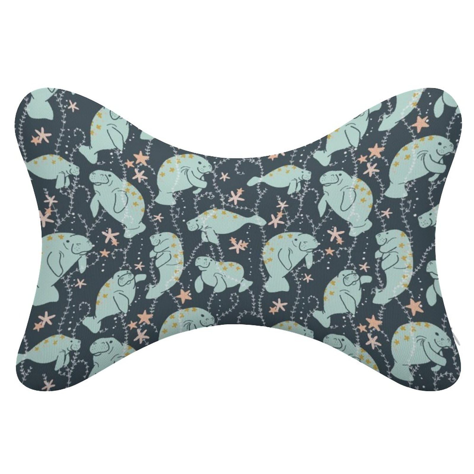 JZDACH Car Neck Pillow Memory Foam Head Rest Support Cushion Compatible with Manatee Animals for Travel Car Seat, Boys Gaming Office Chair,Travel Portable Pillow