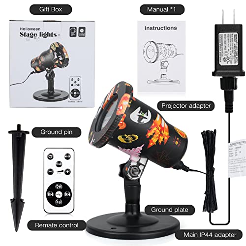 Halloween Projector Lights Outdoor Waterproof,Halloween Laser Lights with Remote Control,Halloween Decorations LED Lights with 8 Patterns for Patio, Garden, Wall,Gate,Halloween Decorations, Party.