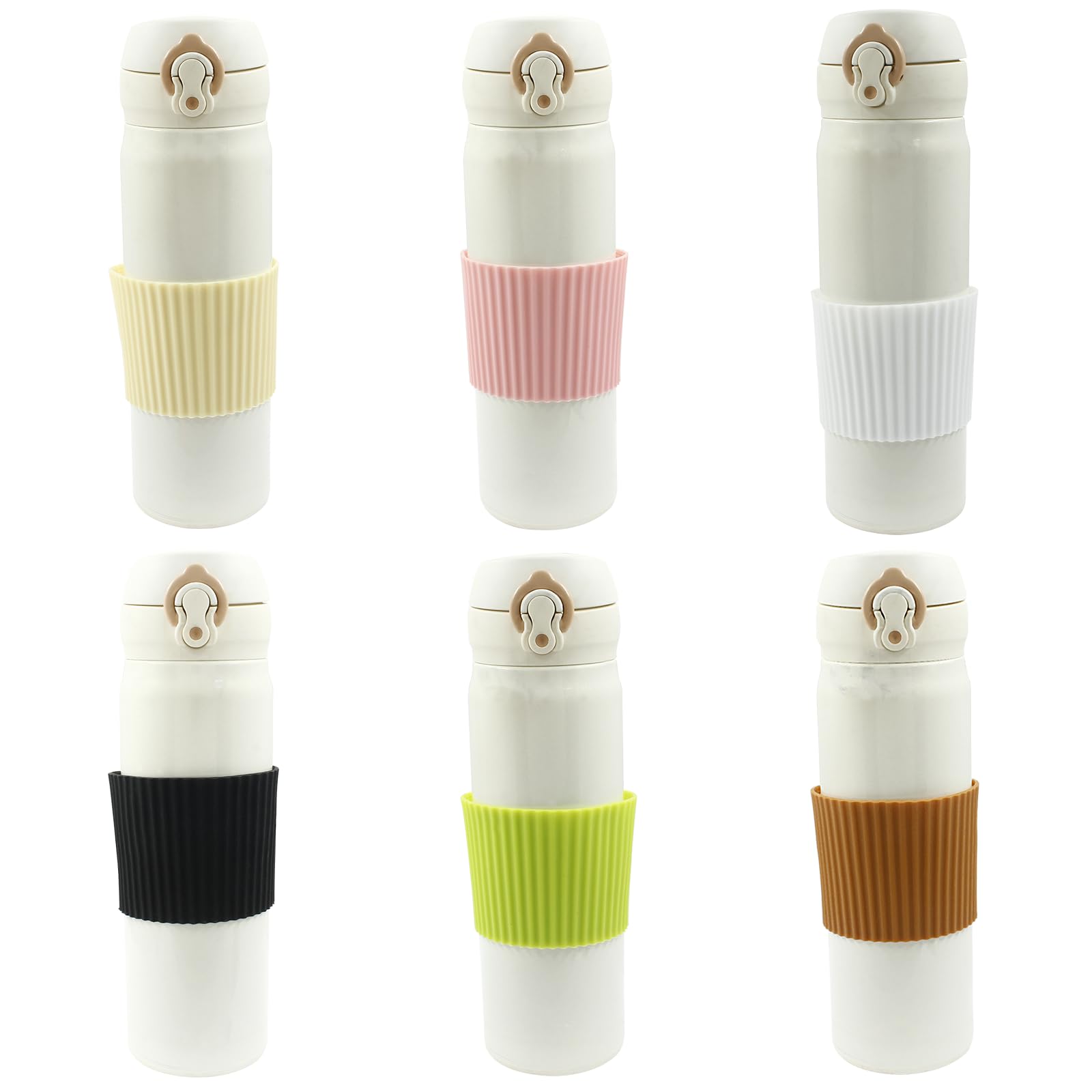 Piutouyar 6 Pcs Reusable Coffee Cup Sleeves, 6 Color Heat-resistant Nonslip Silica Gel Sleeve, Mug Cup Protector for Coffee Mug