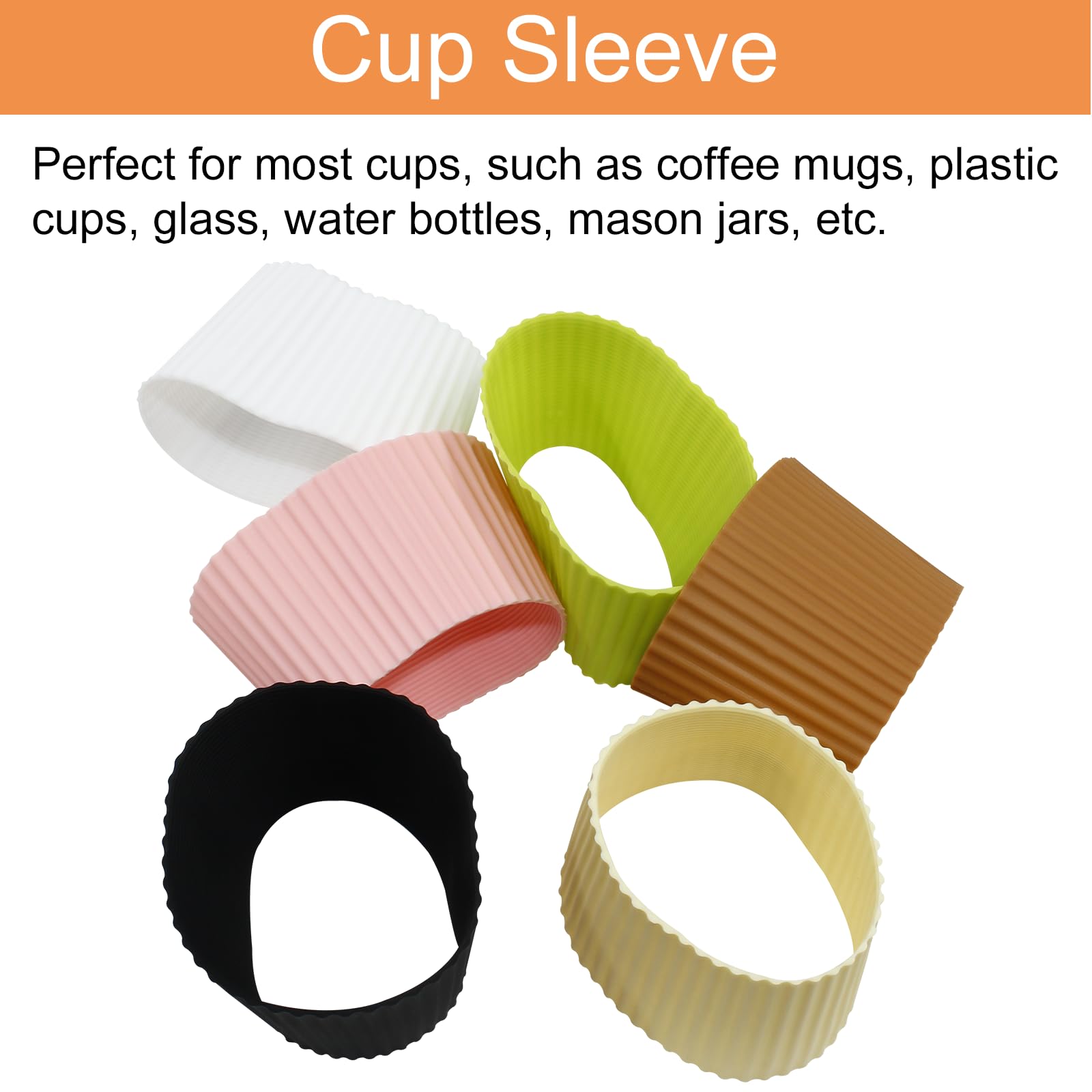 Piutouyar 6 Pcs Reusable Coffee Cup Sleeves, 6 Color Heat-resistant Nonslip Silica Gel Sleeve, Mug Cup Protector for Coffee Mug