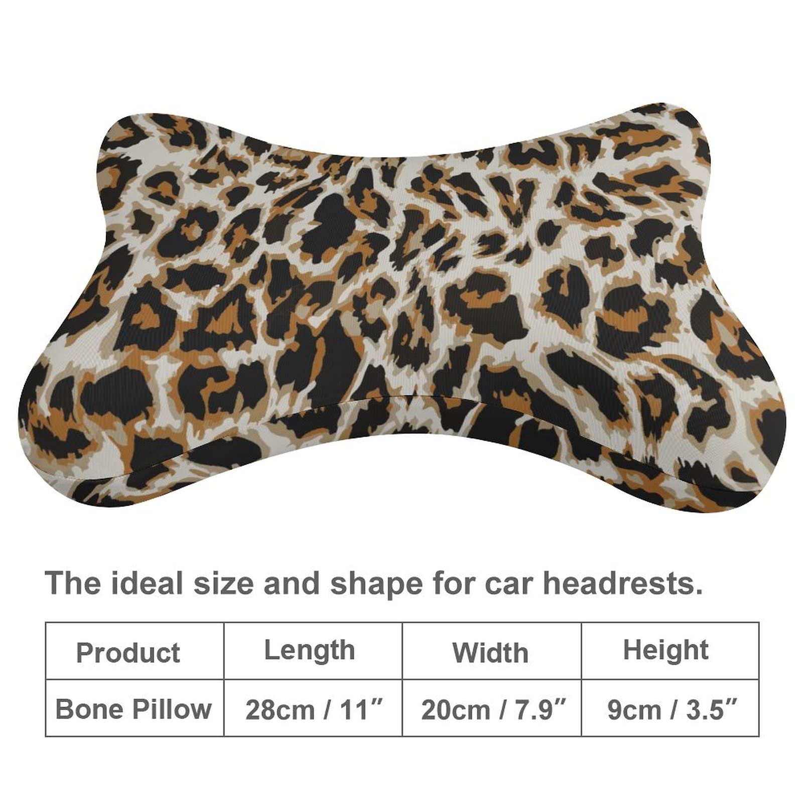 JZDACH Car Neck Pillow Memory Foam Head Rest Support Cushion Compatible with Cheetah Leopard Print for Travel Car Seat, Boys Gaming Office Chair,Travel Portable Pillow
