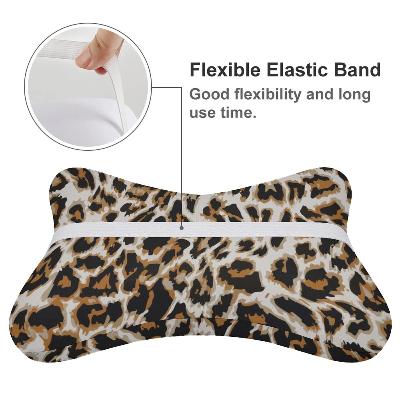 JZDACH Car Neck Pillow Memory Foam Head Rest Support Cushion Compatible with Cheetah Leopard Print for Travel Car Seat, Boys Gaming Office Chair,Travel Portable Pillow