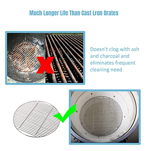 KAMaster 17" BBQ High Heat Stainless Steel Charcoal Fire Grate Fits for XL Big Green Egg Fire Grate and Weber Grill Parts Charcoal Grate Replacement Accessories(17") …