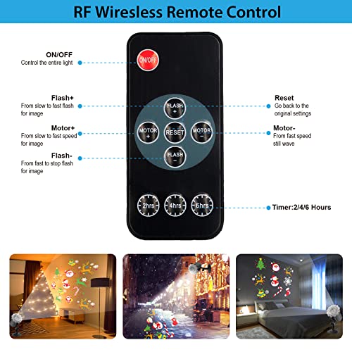 JOY SPOT! Christmas Projector Lights for Outdoor, Moving Patterns Landscape Lights with Remote Control, Waterproof Ocean Wave LED for Christmas, Thanksgiving, Halloween, Easter, New Year (18 Slides)