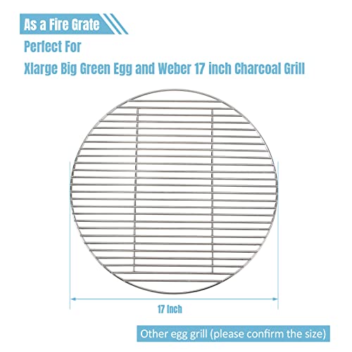 KAMaster 17" BBQ High Heat Stainless Steel Charcoal Fire Grate Fits for XL Big Green Egg Fire Grate and Weber Grill Parts Charcoal Grate Replacement Accessories(17") …