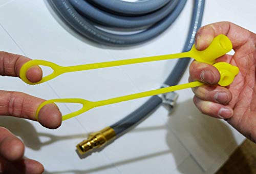 AuPro 1/4 Gas Port Plug and Dust Cap 1/4In Quick Disconnect Connect Propane Natural LP, Yellow, 3/8In
