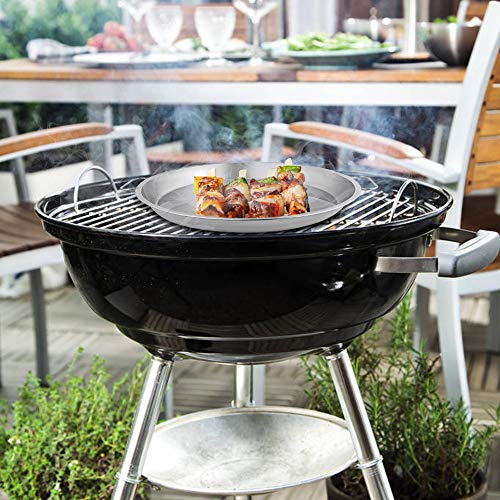 MixRBBQ Stainless Steel Drip Pan, Big Green Egg Grilling Accessory, Also Fit Weber Kettle Charcoal Grills Pizza Cake Baking Tray, 13-inch Diameter Round …