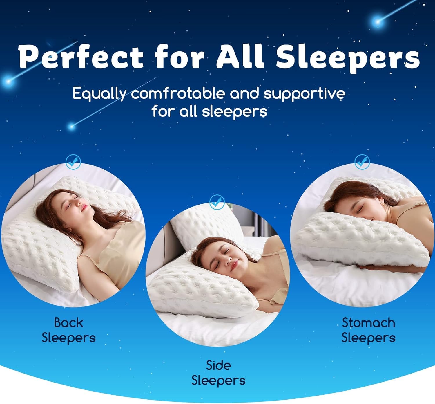 KUCEY Cooling Side Sleeper Pillow for Neck and Shoulder Pain, Luxury Shredded Memory Foam Curved Bed Pillows for Sleeping Set of 2- Adjustable Queen Size- Washable Cover Crescent White