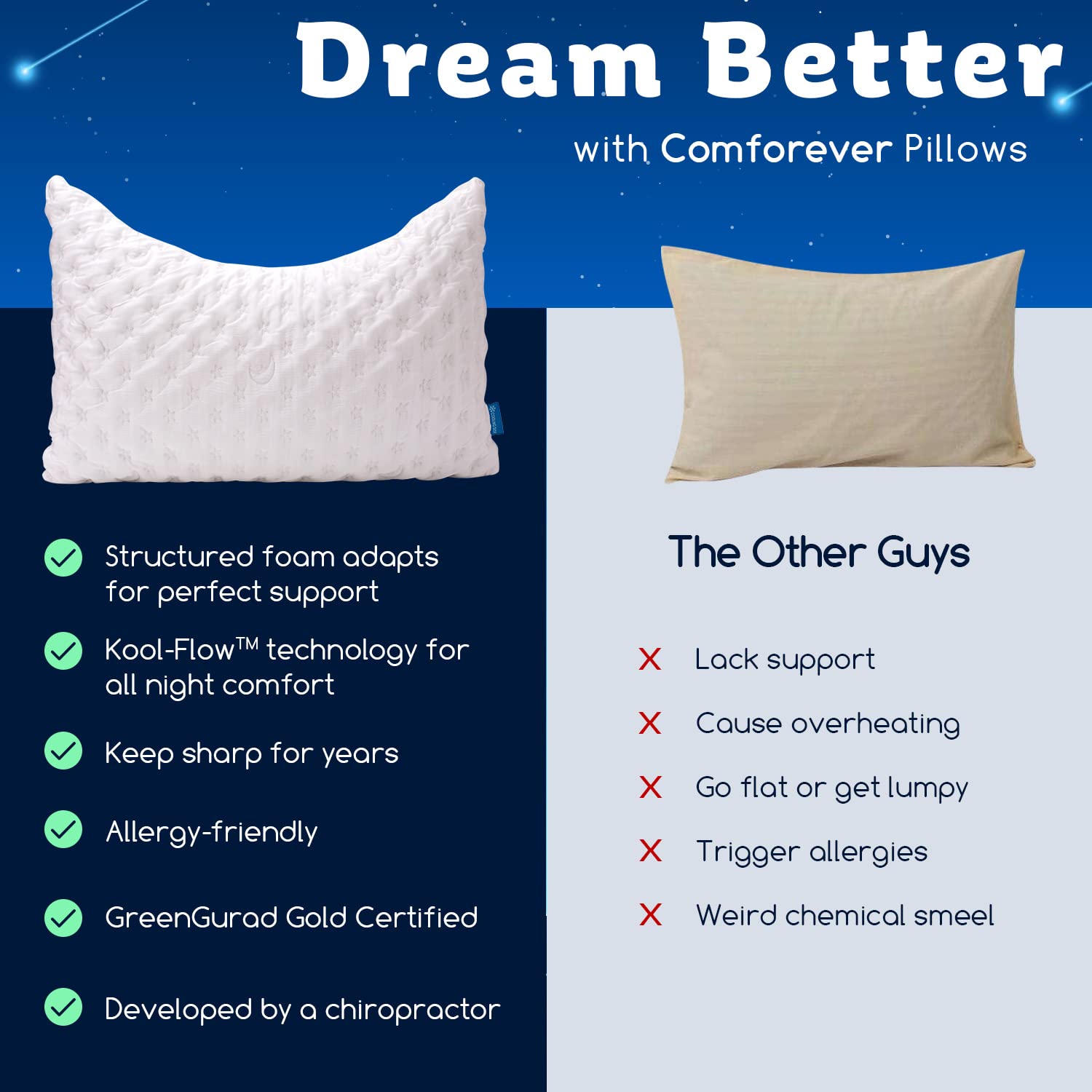 KUCEY Cooling Side Sleeper Pillow for Neck and Shoulder Pain, Luxury Shredded Memory Foam Curved Bed Pillows for Sleeping Set of 2- Adjustable Queen Size- Washable Cover Crescent White