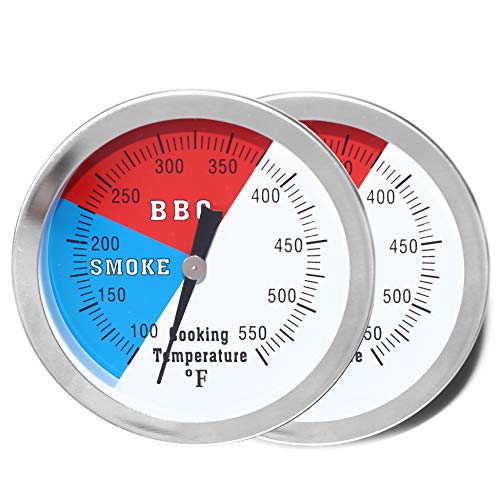 3 inch BBQ Thermometer Gauge 2 Pcs Charcoal Grill Pit Smoker Temp Gauge Grill Thermometer Replacement for Oklahoma Joe's Smokers, and Smoker Wood Charcoal Pit, Large Face Grill Temp Thermometer
