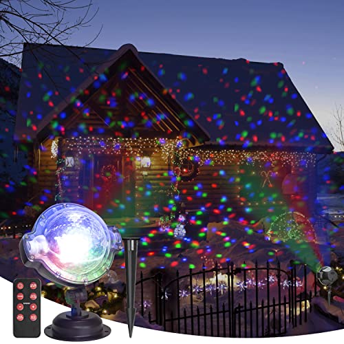 Vanthylit Christmas Projector Lights Multi Function Rotating Falling Snow Projector for Xmas Moving Points Landscape Lights for Home Yard Garden Party and for Show Club Pub