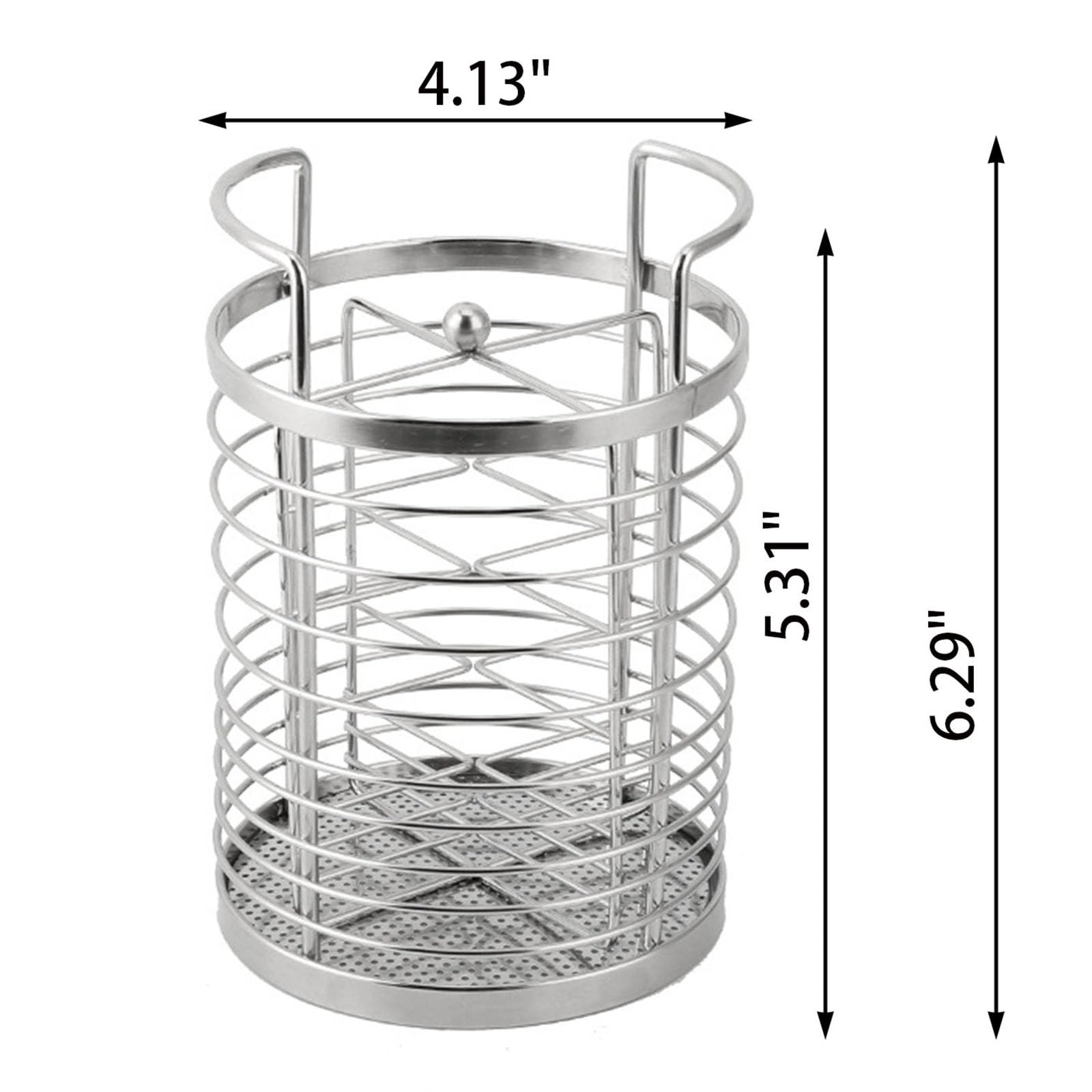 BESSKON Kitchen Utensil Holder for Countertop, 4 Compartment Stainless Steel Cooking Utensils Holder for Spatula, Spoon and Fork, Cutlery Silverware Caddy Party Picnic Flatware Holder 4.1" x 6.2"