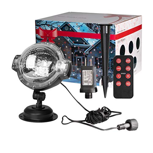 Vanthylit Christmas Projector Lights Multi Function Rotating Falling Snow Projector for Xmas Moving Points Landscape Lights for Home Yard Garden Party and for Show Club Pub