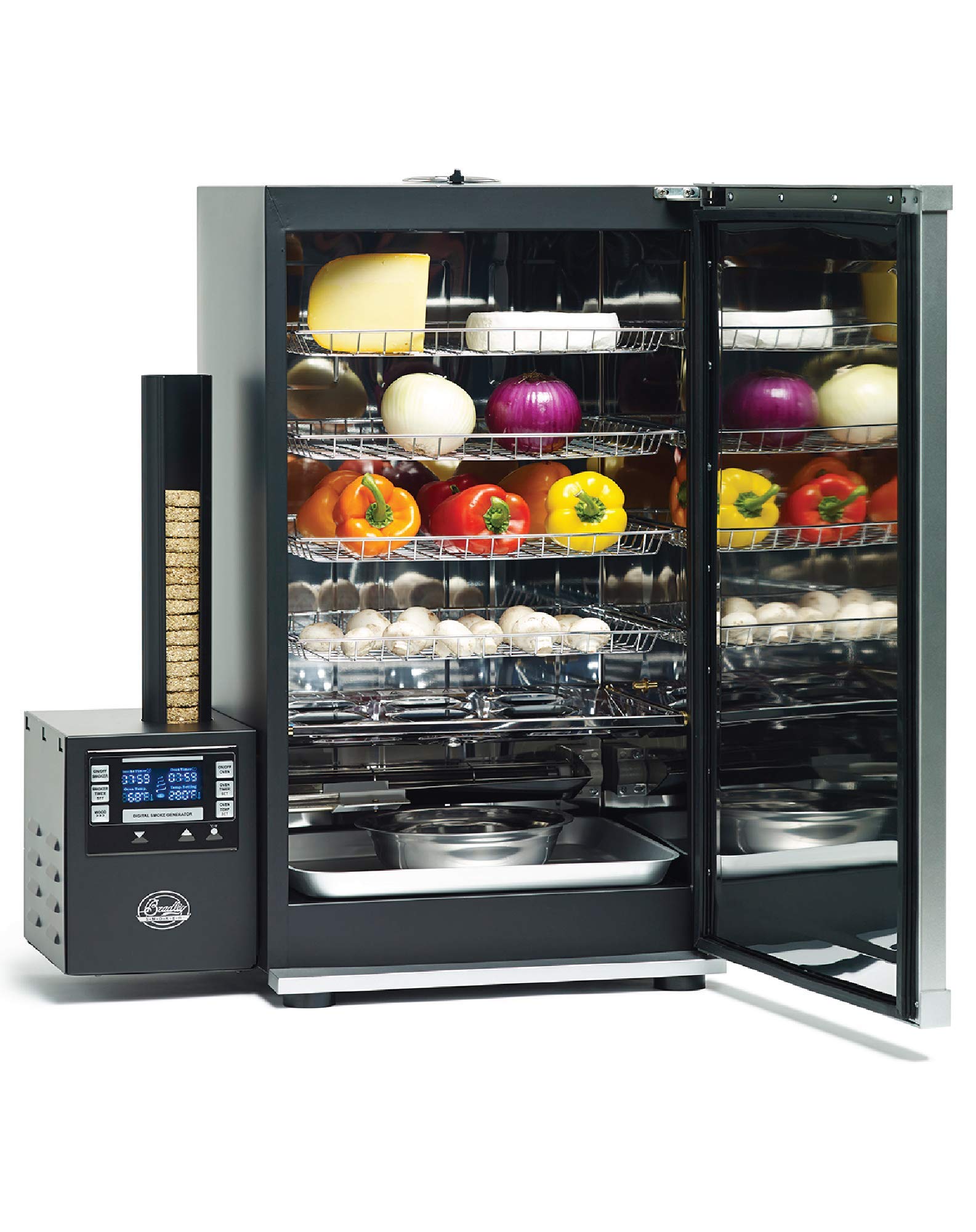 Bradley Smoker BTDS76P 4-Rack Outdoor Electric Smoker, Digital Vertical Smoker With Stainless Steel Grill