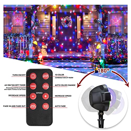 Vanthylit Christmas Projector Lights Multi Function Rotating Falling Snow Projector for Xmas Moving Points Landscape Lights for Home Yard Garden Party and for Show Club Pub