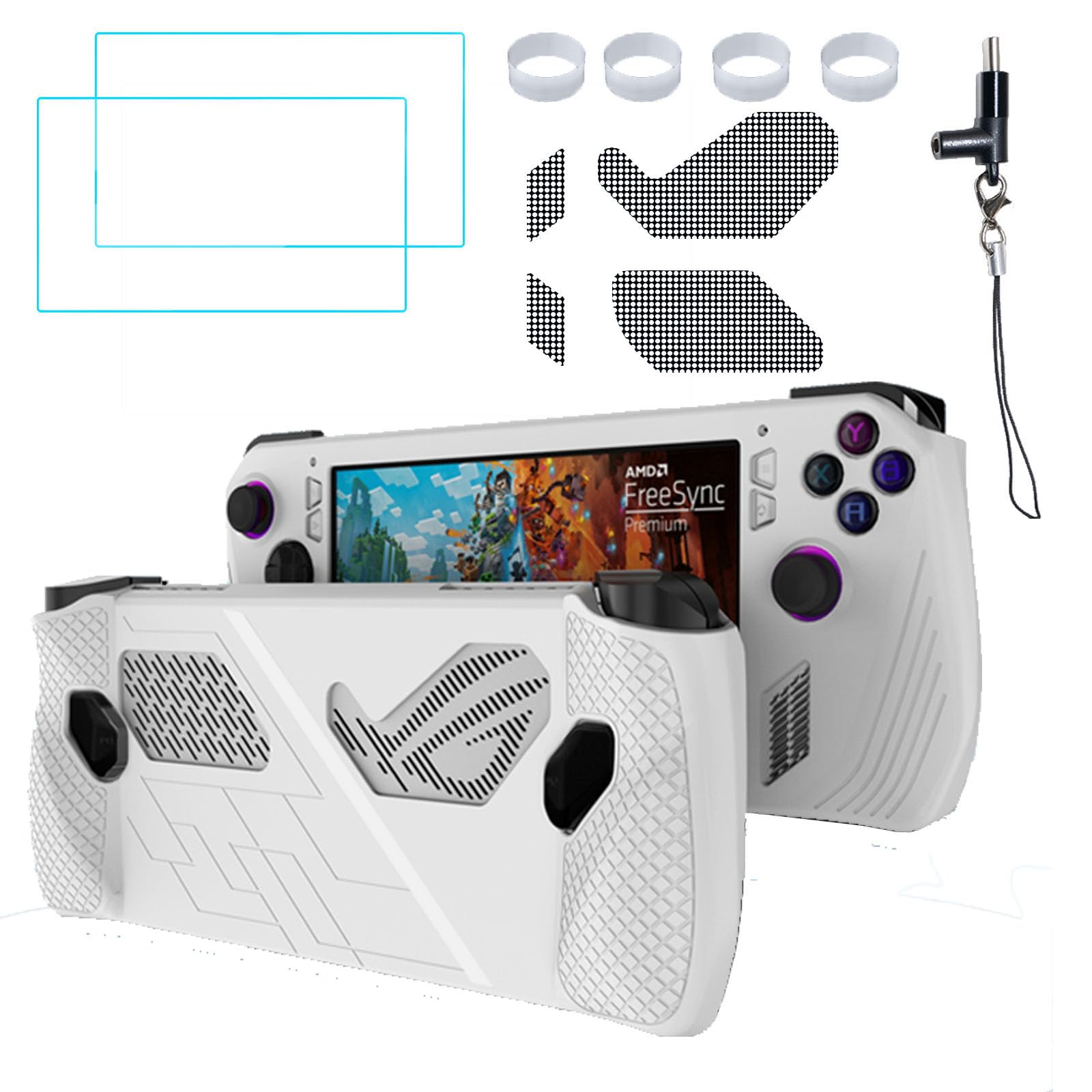 KERESLINA Silicone Protective Case for Rog Ally,ROG Ally Integrated Silicone Black and White Shockproof Protection Shell,with Accessories for Rog Ally Game Handheld 2023