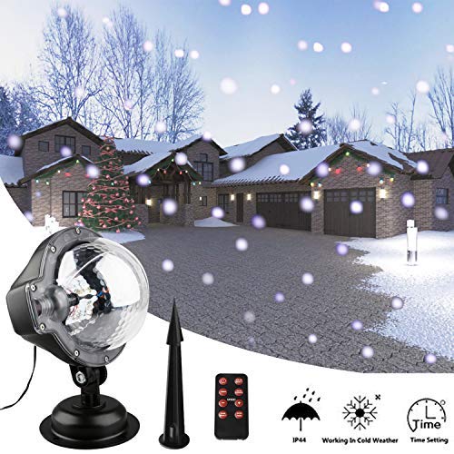 Vanthylit Christmas Projector Lights Multi Function Rotating Falling Snow Projector for Xmas Moving Points Landscape Lights for Home Yard Garden Party and for Show Club Pub