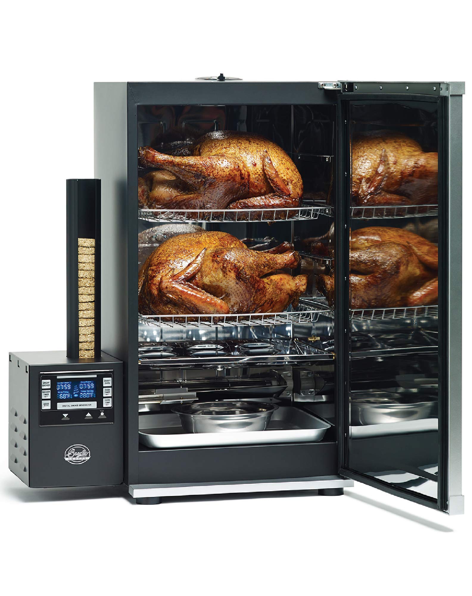 Bradley Smoker BTDS76P 4-Rack Outdoor Electric Smoker, Digital Vertical Smoker With Stainless Steel Grill