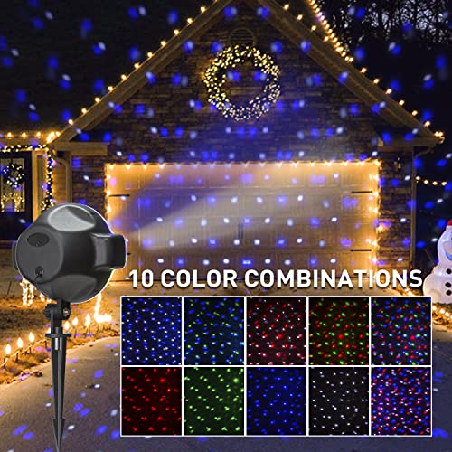 Vanthylit Christmas Projector Lights Multi Function Rotating Falling Snow Projector for Xmas Moving Points Landscape Lights for Home Yard Garden Party and for Show Club Pub