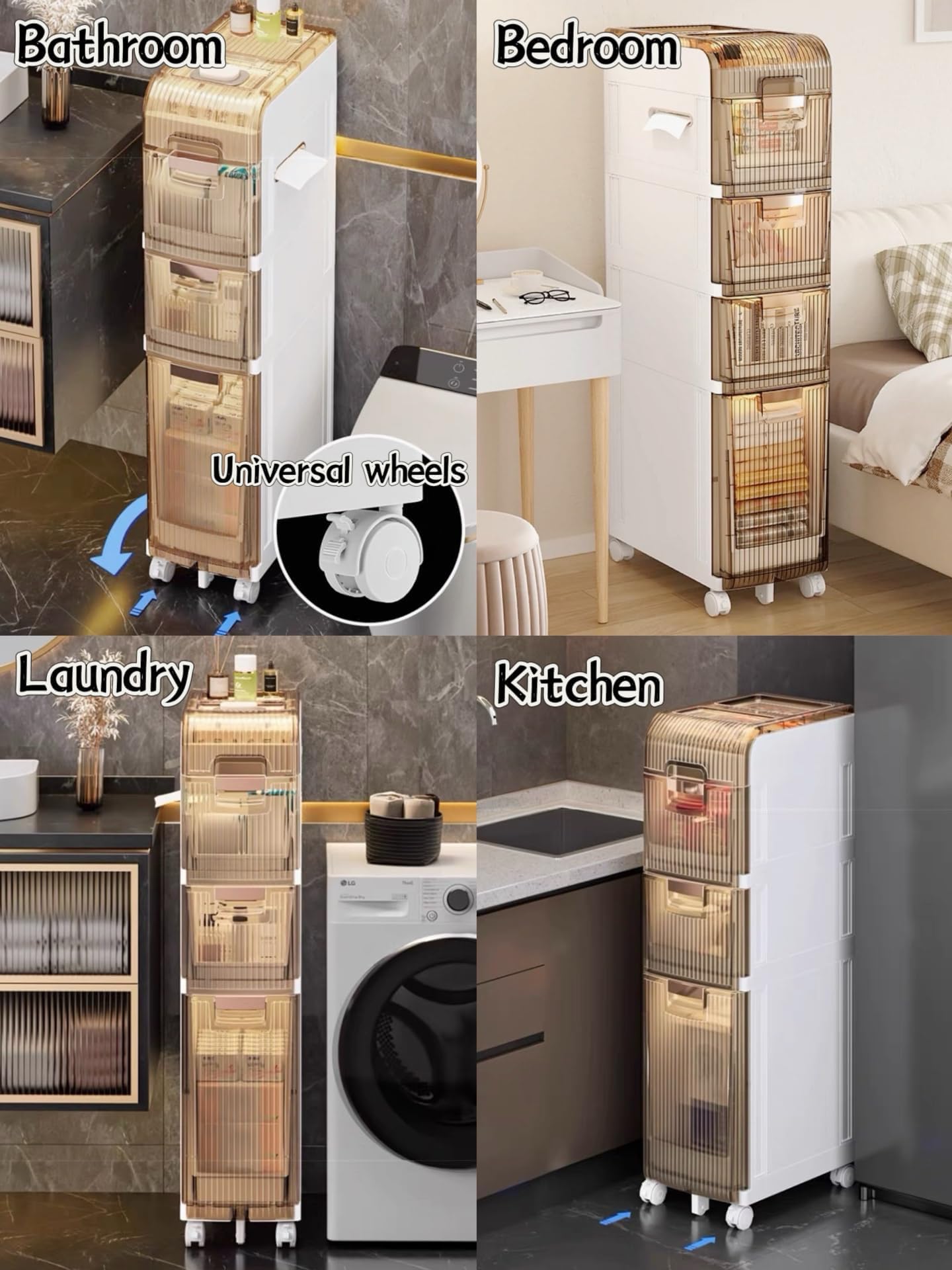 4-Tier Narrow Storage Cabinet by Lozovin - For Bathroom, Kitchen, Bedroom, Laundry