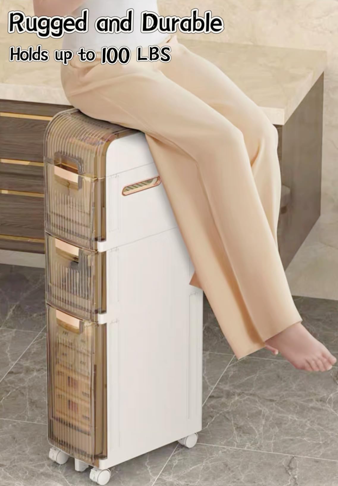 4-Tier Narrow Storage Cabinet by Lozovin - For Bathroom, Kitchen, Bedroom, Laundry