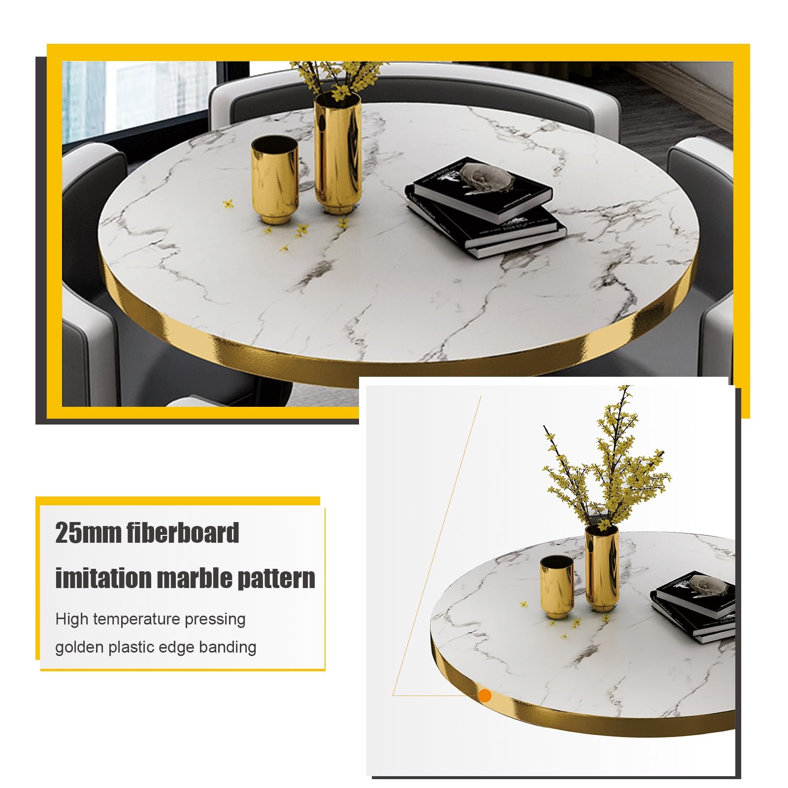 Office Reception Room Club Table and Chair Set Reception Table and Chair Combination Negotiation Table Office Shops Meetings Small Round Tables Office Conference Desk PU Faux Leather Chairs ( Color :