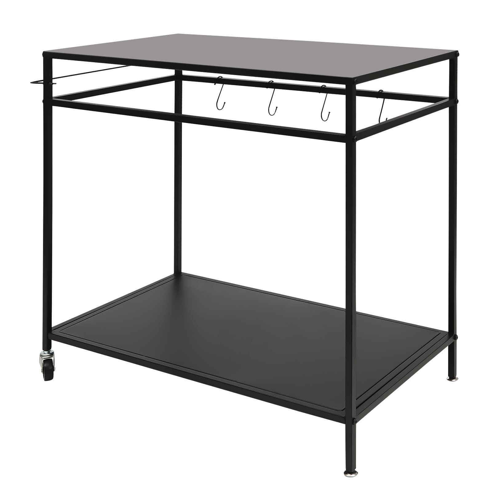 33.46" L×19.49" W Outdoor Grill Cart Double-Shelf Movable Grill Table Outdoor Pizza Oven Cart with Storage and Spice Rack