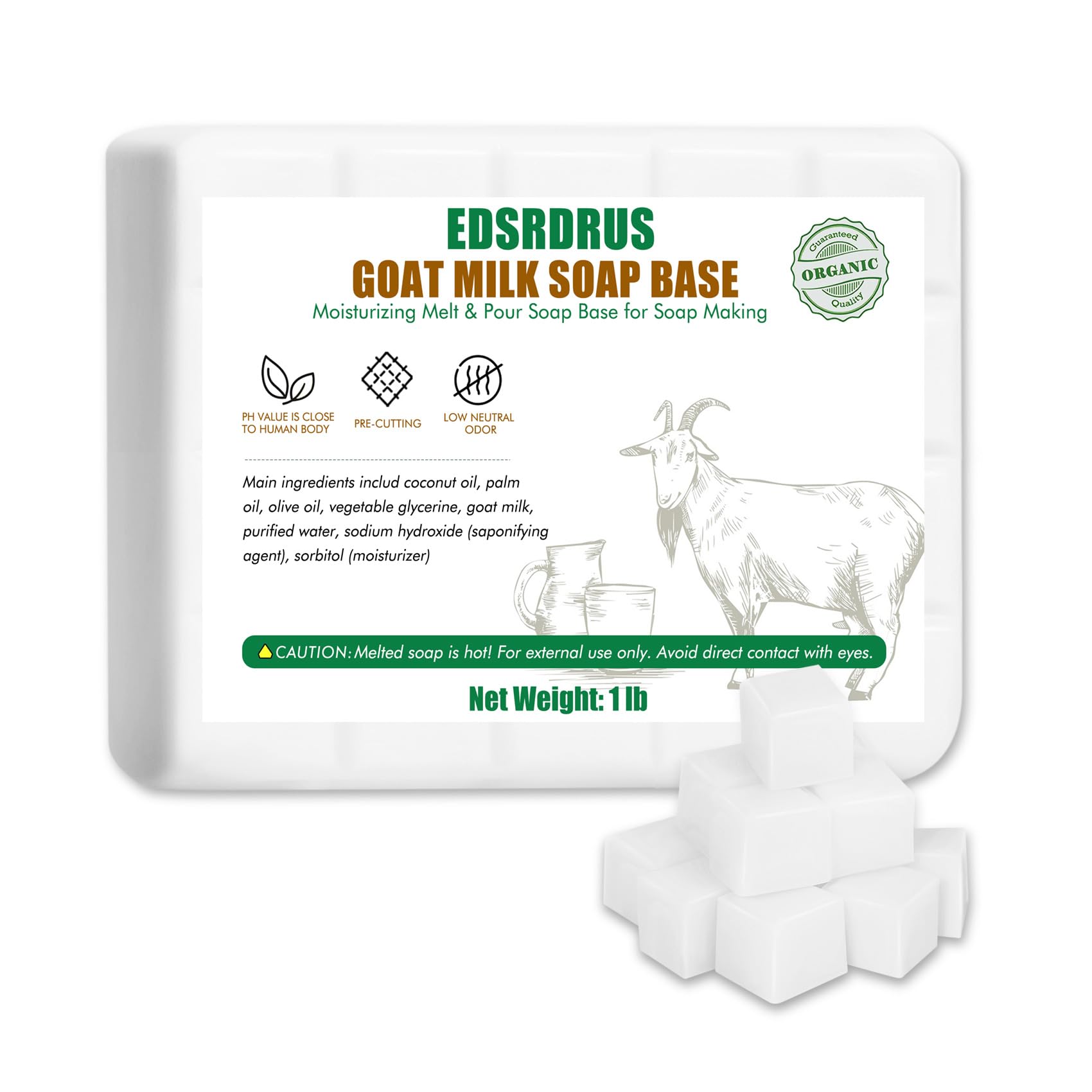 EDSRDRUS Scent Soap Base DIY Handmade Soap with Goat Milk/Honey/Peach/Cologne/Shea Butter/Aloe Vera/Oatmeal Milk & Coconut Oil, Moisturizing Melt and Pour Soap Base for Soap Making