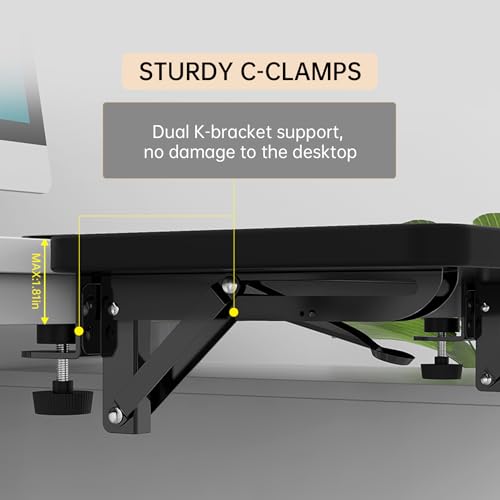 alfd suoke 29.5in x 9.4in Ergonomics Desk Extender, Arm Rest for Desk, Keyboard Extender for Computer Elbow Arm Support, Table Mount for Sit Stand Desks, Black