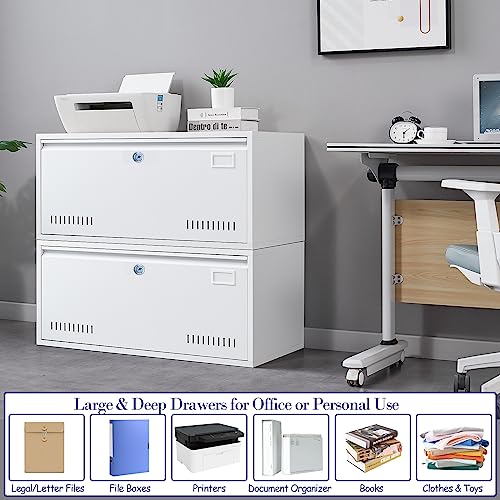 BUTISOW Metal Lateral File Cabinet with Lock,File Organization Storage Cabinets,Large Deep Drawers Office Cabinets,Home Office for Hanging Files Letter/Legal Size(Requires Assembly)