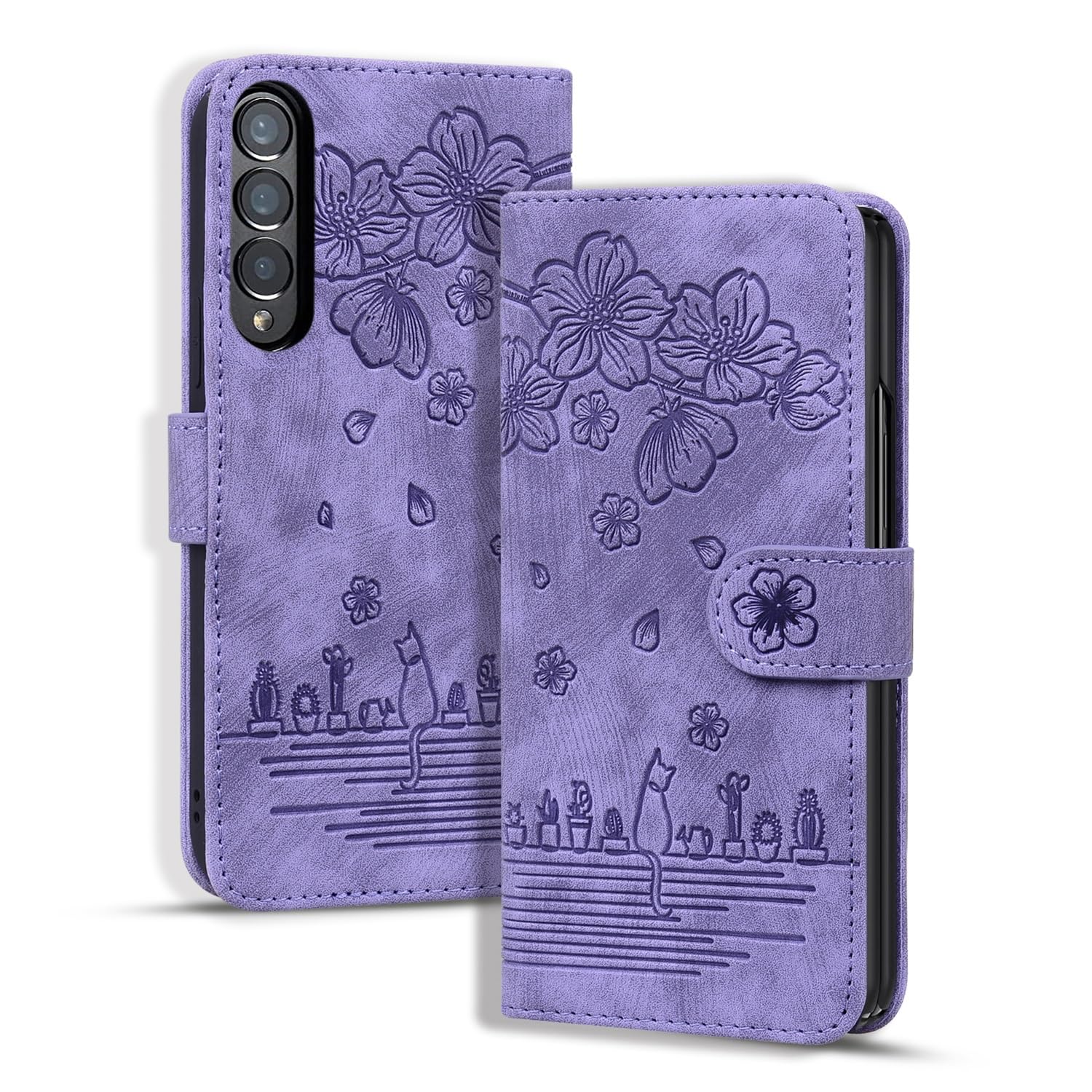 Cellphone Flip Case Compatible With Samsung Galaxy Z Fold 3 5G Wallet Flip Phone Case Embossed Phone Case Leather Case Phone Case Card Slot Phone Case Carrying Wrist Strap Phone Case Compatible With S