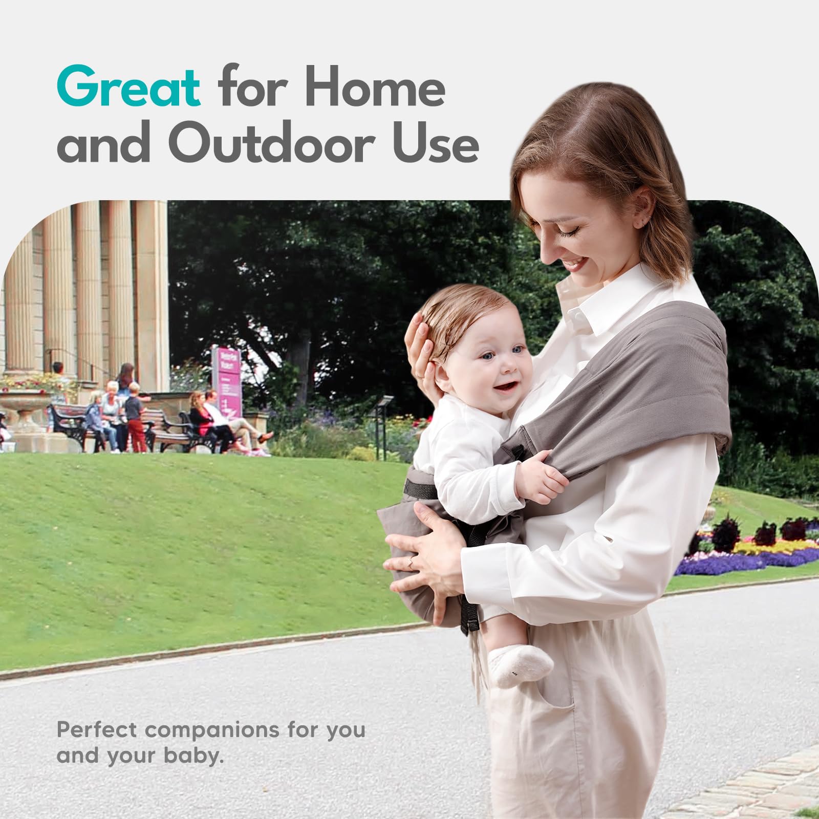 HOMEAL Baby Sling Carrier - Newborn to Toddler, Adjustable Hand-Free Sling for 7-40 lbs, Grey