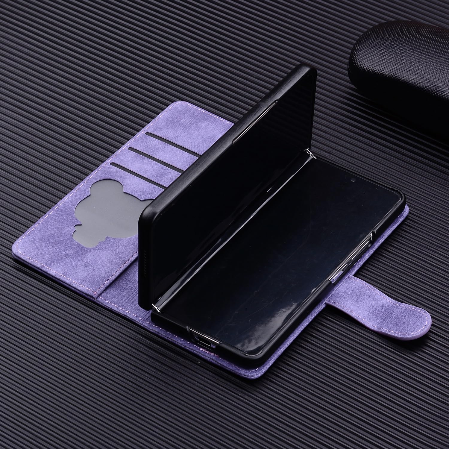 Cellphone Flip Case Compatible With Samsung Galaxy Z Fold 3 5G Wallet Flip Phone Case Embossed Phone Case Leather Case Phone Case Card Slot Phone Case Carrying Wrist Strap Phone Case Compatible With S