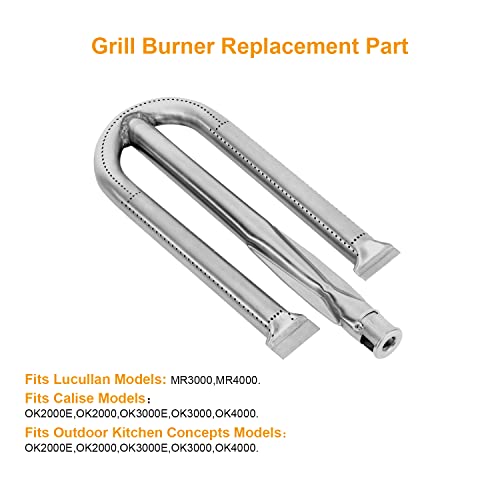 BBQ-PLUS Stainl Steel Grill Burner Tubes Replacement Kits for Calise OK2000, OK2000E, OK3000,Lucullan,Outdoor Kitchen Concepts Grill,3 Pack