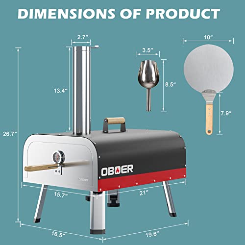 Pizza Oven Outdoor,13" Multi-Fuel Rotatable Pizza Ovens,Portable Wood Fired and Gas Pizza Oven,Stainless Steel 3-Layer Oven,Pizza Maker with Built-in Thermometer,Pizza Cutter & Carry Bag