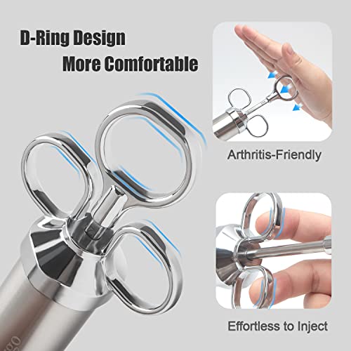 Ofargo Meat Injector, Meat Injectors for Smoking, 3 Marinade Injector Syringe Needles; Injector Marinades for Meats, Turkey, Beef; 2-Oz, User Manual Included