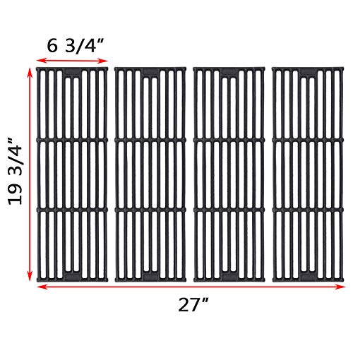 GGC Grill Grates Replacement for Chargriller 3001, 5050, 3008, 3030, 3725, 4000, 5252, King Griller 3008, 5252 and Others, 4 PCS Dumb Light Cast Iron Cooking Grid Grate(19 3/4" x 6 3/4" Each)