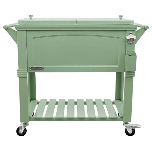 Permasteel PS-203F1-SAGE-AM 80 Quart Portable Rolling Patio Cooler, Sage