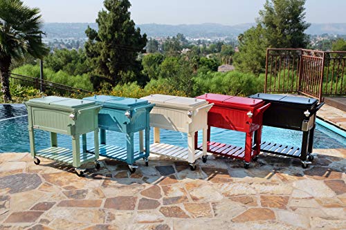 Permasteel PS-203F1-SAGE-AM 80 Quart Portable Rolling Patio Cooler, Sage