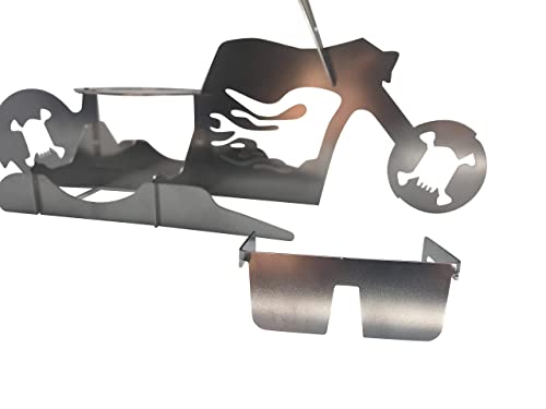 Flaming Bike Beer Can Chicken Stand! Beer chicken roaster; Stainless steel Chicken roasting rack for BBQ, Grill, oven; Great Gift! Stores flat--Space Saver! Includes SUNGLASSESā¦for the Chicken!