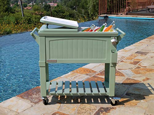 Permasteel PS-203F1-SAGE-AM 80 Quart Portable Rolling Patio Cooler, Sage