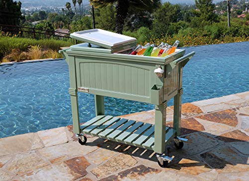 Permasteel PS-203F1-SAGE-AM 80 Quart Portable Rolling Patio Cooler, Sage