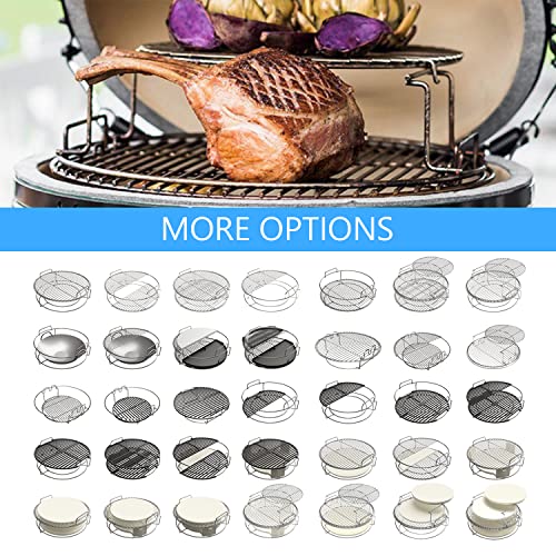 Burly grill Eggspander Kit for Large Big Green Egg, Eggspander 5 Piece Kit Conveggtor Basket Stainless Steel Grill Stack Rack with Removable Cooking System Expander Rack Replacement Kit