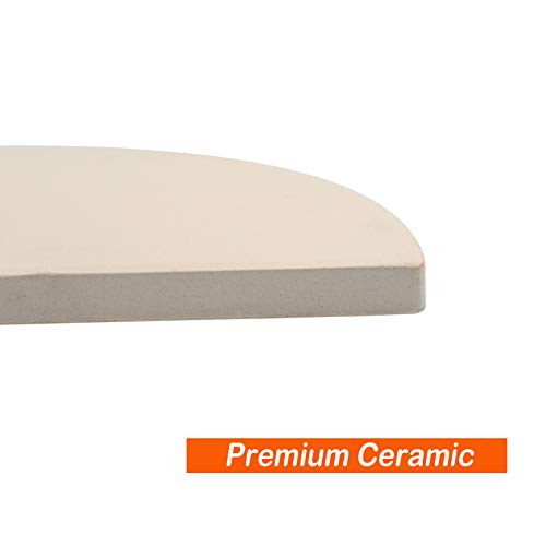 BBQ Future Half-Moon Ceramic Heat Deflector Plates for Kamado Joe Classic I, II, III,2-Pack, White