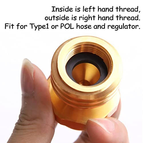Uenede Brass Propane Tank Adapter Converter Universal 1Pound/16.4oz Small Tank to QCC1/Type1 Hose or Regualtor Hexagon