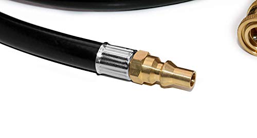 DOZYANT 12 feet Low Pressure Propane Quick-Connect Hose, RV Quick Connect Propane Hose, Quick Disconnect Propane Hose Extension - 1/4β Safety Shutoff Valve & Male Full Flow Plug for RVs
