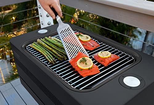 Everdure by Heston Blumenthal Fusion 29-Inch Charcoal Grill with Patented Built-in Rotisserie System & Quick Electric Ignition, Outdoor BBQ Grill, Adjustable Rod Height, Easy Clean-Up, Matte Black