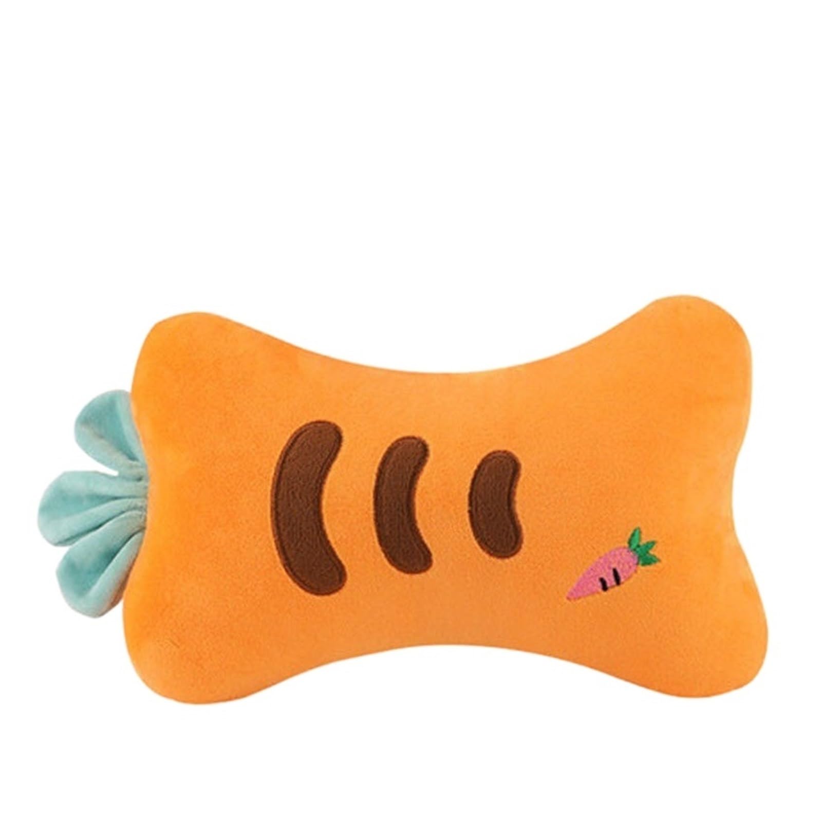 ZICANA Lumbar Pillows Cute Cartoon Car Headrest Back Cushion Soft Embroidered Plush Lumbar Support Back Pillow Car Seat Waist Protection Accessory Pad (Color : Orange-Neck)