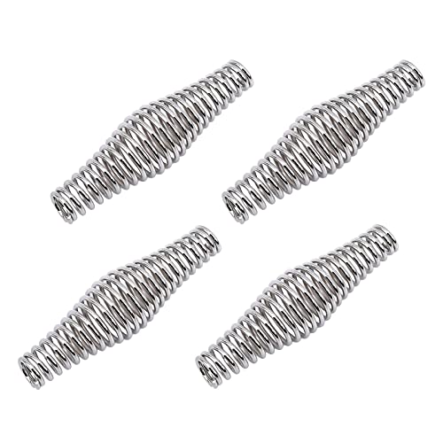 SYCOOVEN 4pcs BBQ Heavy Duty Cool Touch Stove Spring Handle Grip, Stainless Steel Grill Smoker Pits and Wood Stove Firebox Door Handle(Silver)
