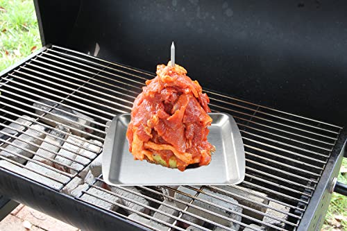 Al Pastor Skewer for Grill-Roasting Rack Stainless Steel Vertical Skewer Stand for Tacos Al Pastor, Shawarma, Kebabs, with 2 Size Skewers(8β &12β) for Smoker, Kamado Grill, Oven